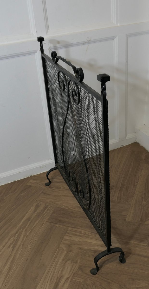 Large Wrought Iron Fire Screen, 1890s for sale at Pamono