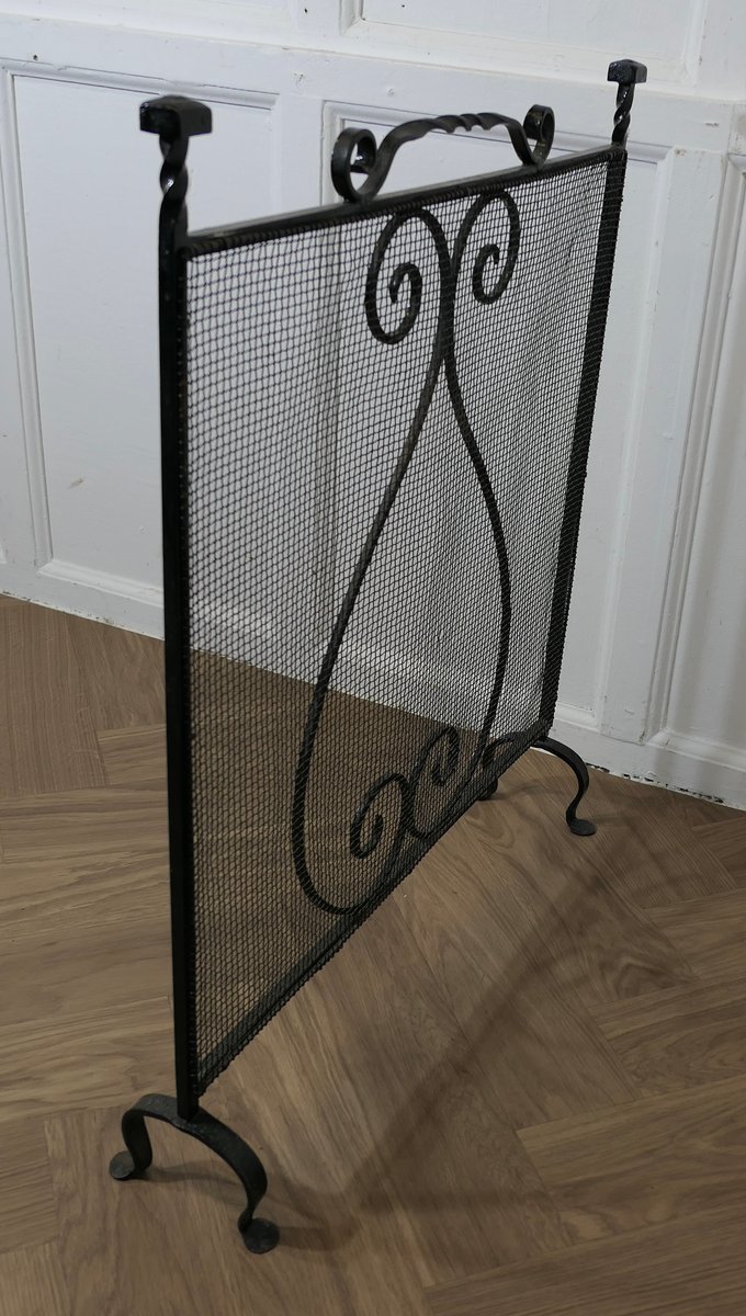 Large Wrought Iron Fire Screen, 1890s for sale at Pamono