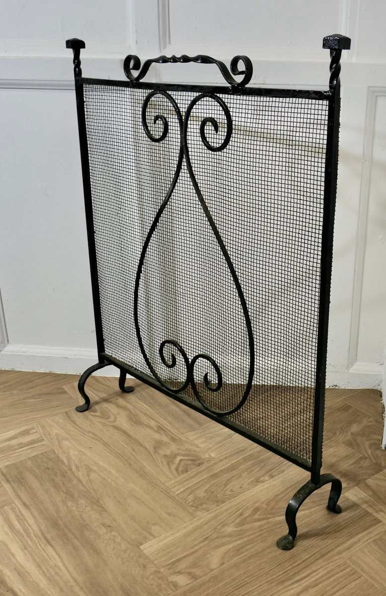 Large Wrought Iron Fire Screen, 1890s for sale at Pamono