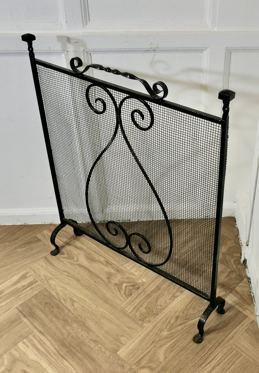 Large Wrought Iron Fire Screen, 1890s for sale at Pamono