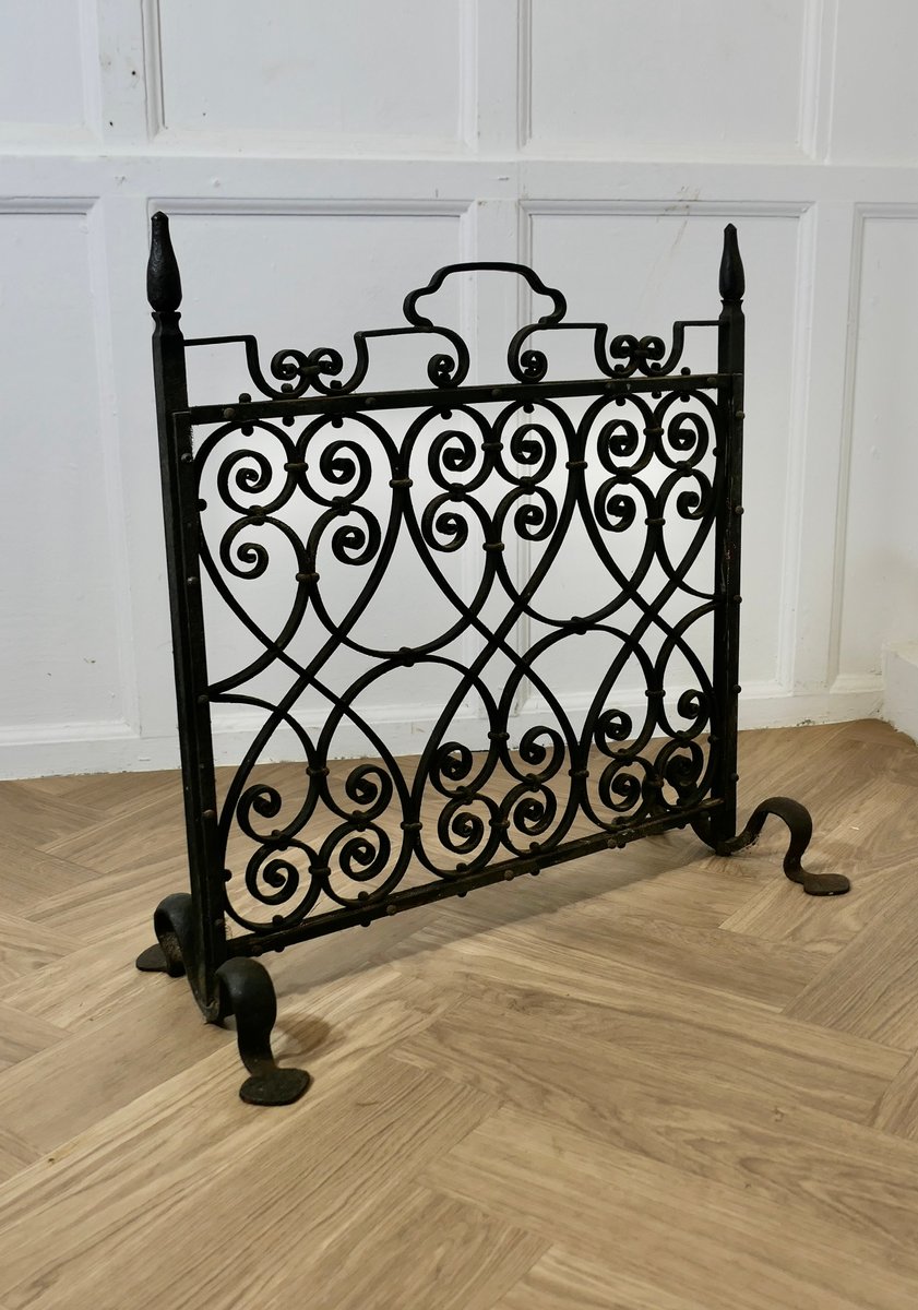 Gothic Wrought Iron Fire Screen for sale at Pamono