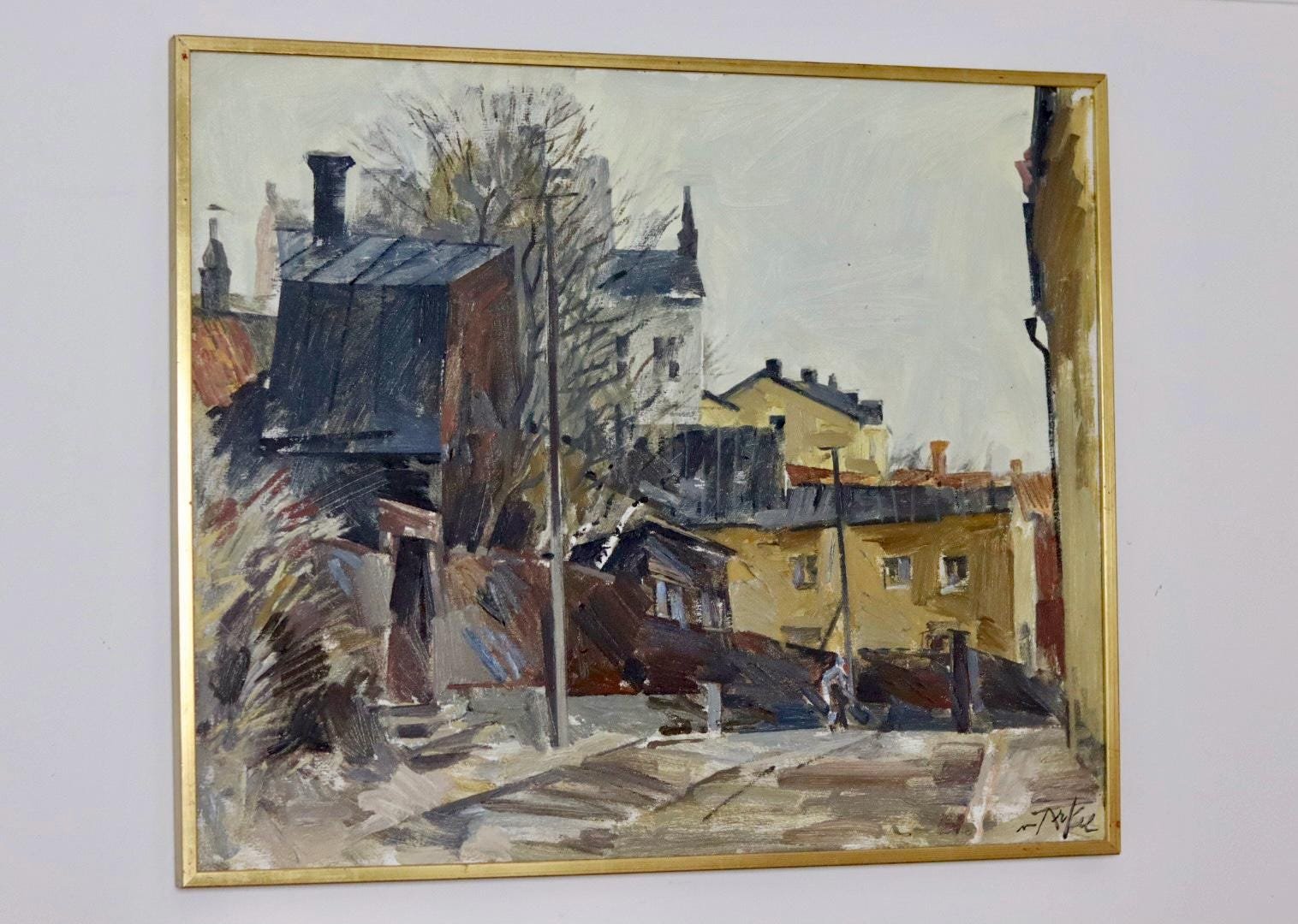 Adrian Van Arkel, Stockholm City Scene, 1960s, Oil on Canvas, Framed ...