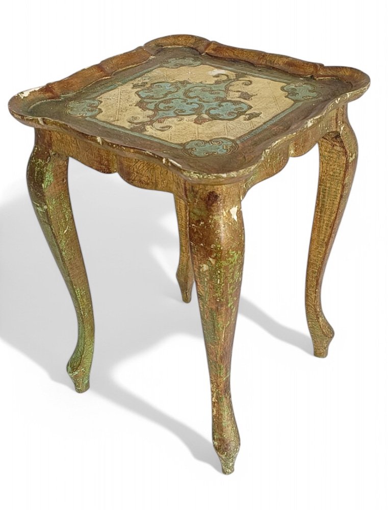 Table d'Appoint Florale Renouveau Rococo Florentin 18ème Siècle, Italie ...