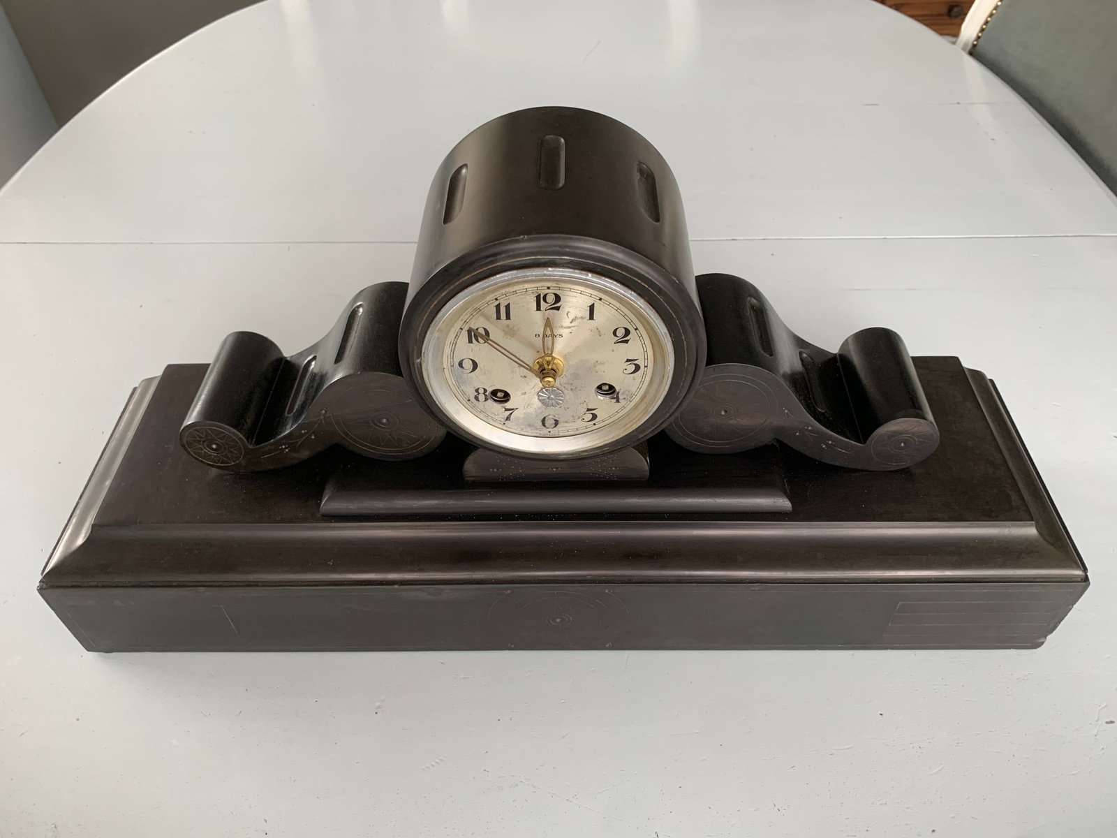 Art Deco Fireplace Clock in Marble, 1930s for sale at Pamono