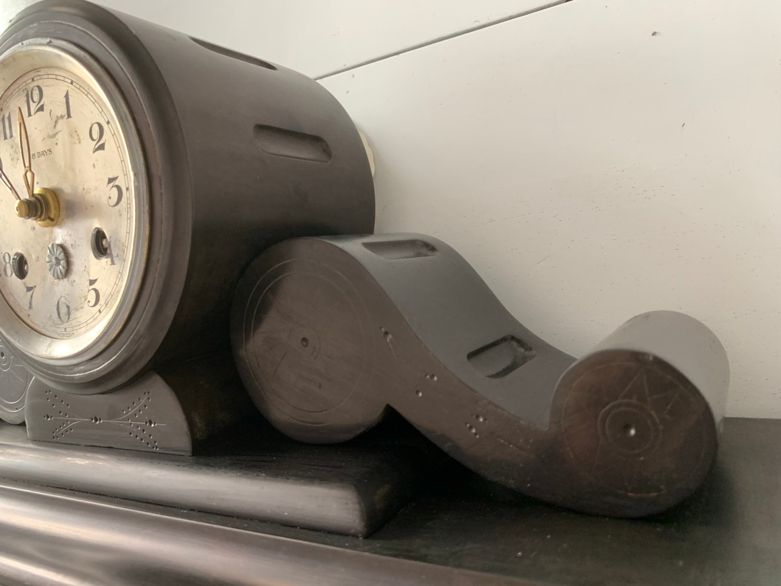 Art Deco Fireplace Clock in Marble, 1930s for sale at Pamono