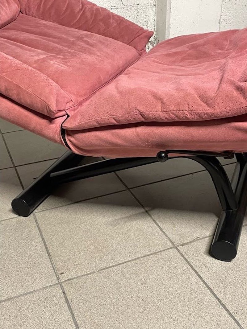 Relaxation Lounge Chair in Red Alcantara from Cinova, 1980s for sale at ...