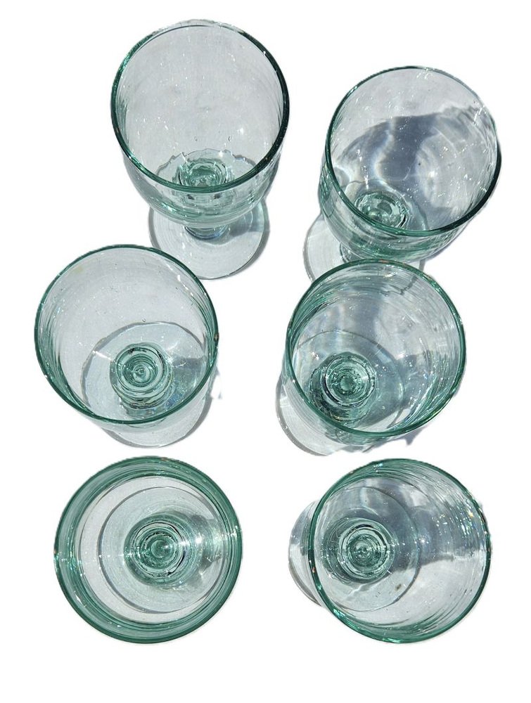 Large Water Glasses in Thick Soft Green Glass from Maison Biot, 1970s ...