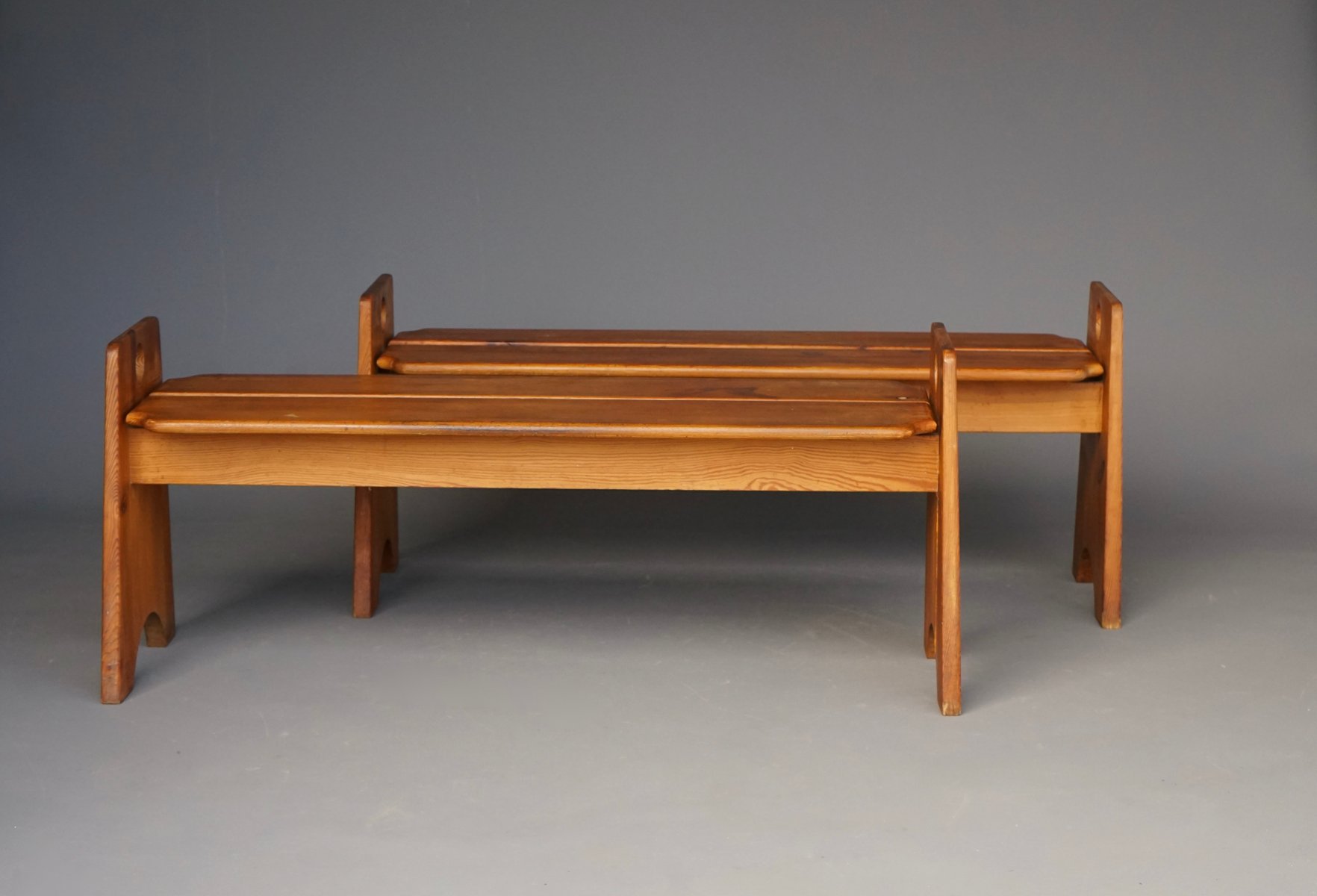 Set of Mid-Century Swedish Pine Wood Benches by Gilbert Marklund, 1960s ...