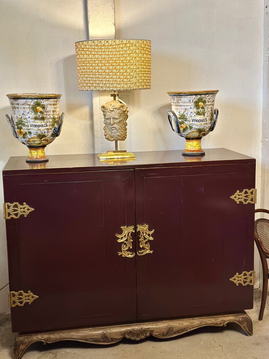 Buffet in Lacquered Wood and Brass 1950s for sale at Pamono