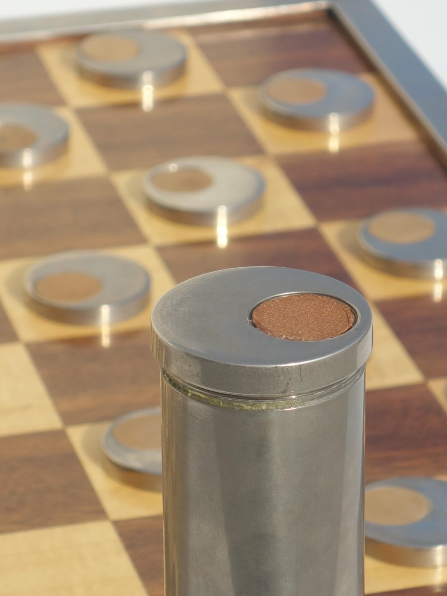 Italian Hollywood Regency Brass and Chrome-Plated Checked Game Board ...