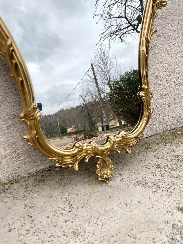 Louis XV Baroque Style Rocaille Mirror in Metal, 1940s for sale at Pamono