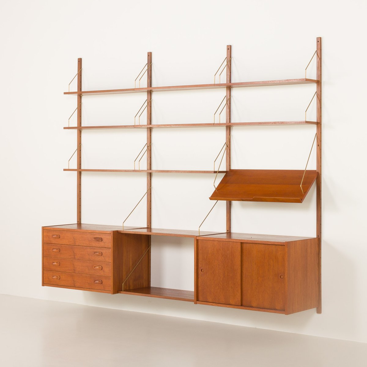 Mid-Century PS System Wall Unit in Teak by Preben Sorensen for Randers ...