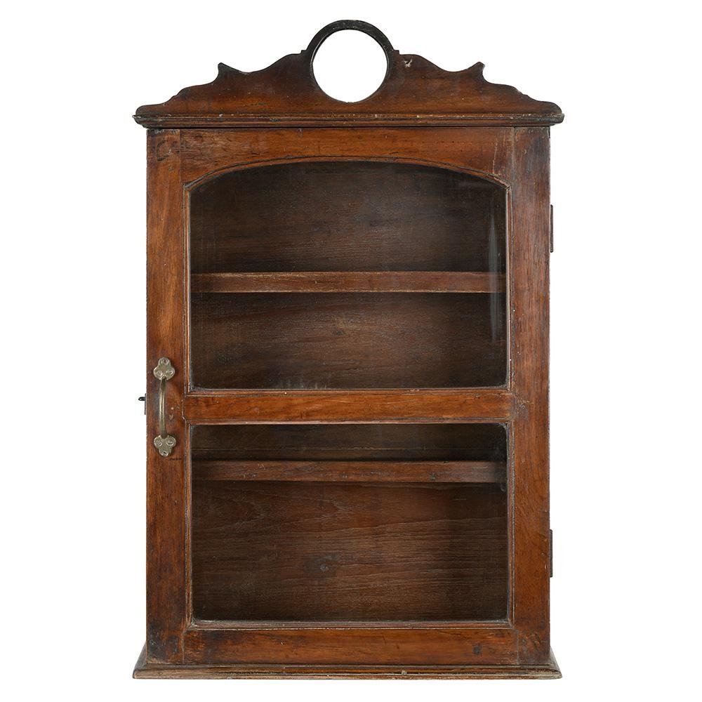 Wooden Wall Display Case with Round Pediment for sale at Pamono