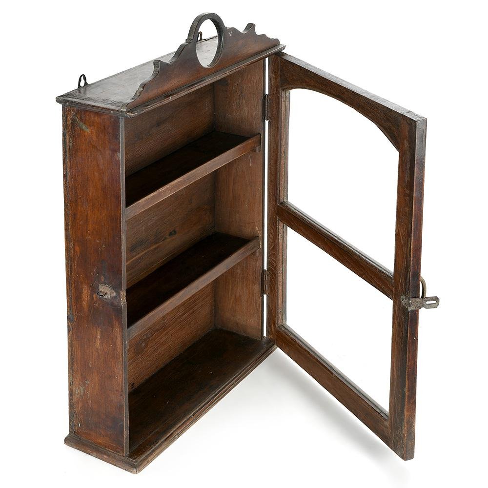 Wooden Wall Display Case with Round Pediment for sale at Pamono