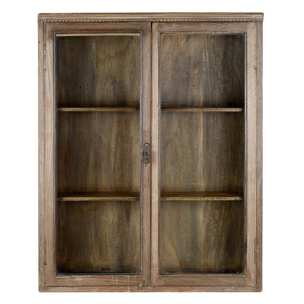 Weathered Wooden Wall Display Case with Glass Hinged Doors for sale at ...