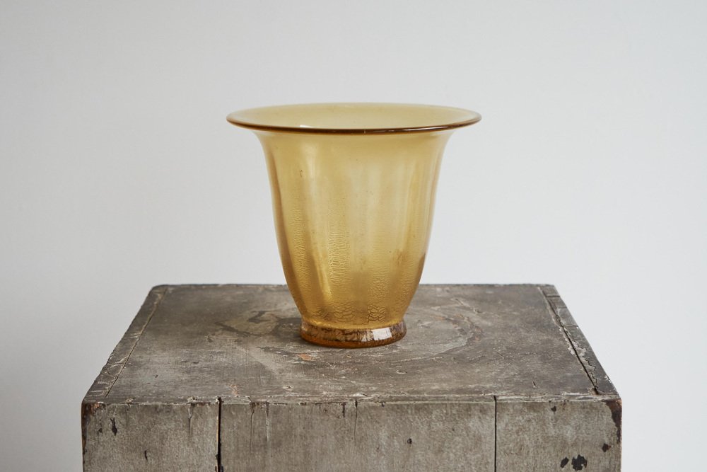 Art Glass Vase in Crackle and Gold by Andries Dirk Copier for ...