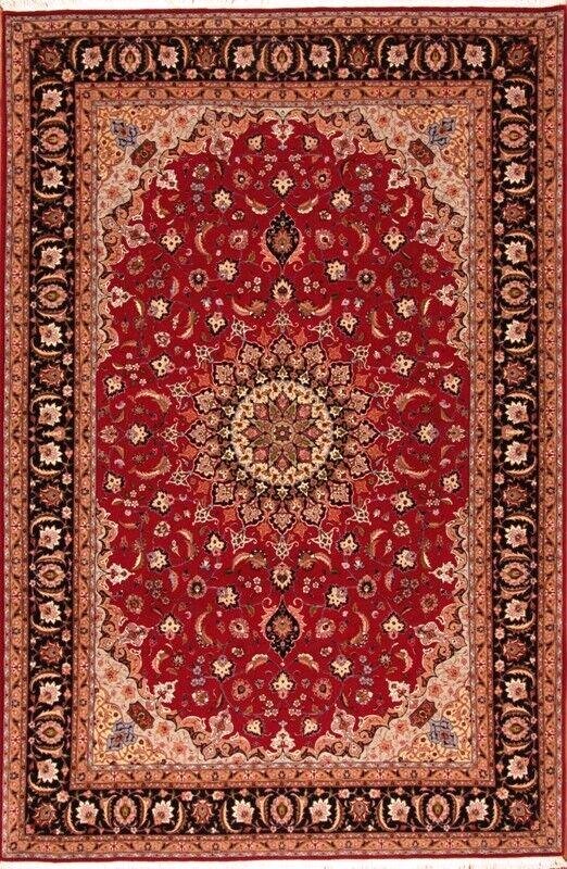 Hand-Knotted Middle Eastern Wool & Silk Rug with Decorative Pattern for ...