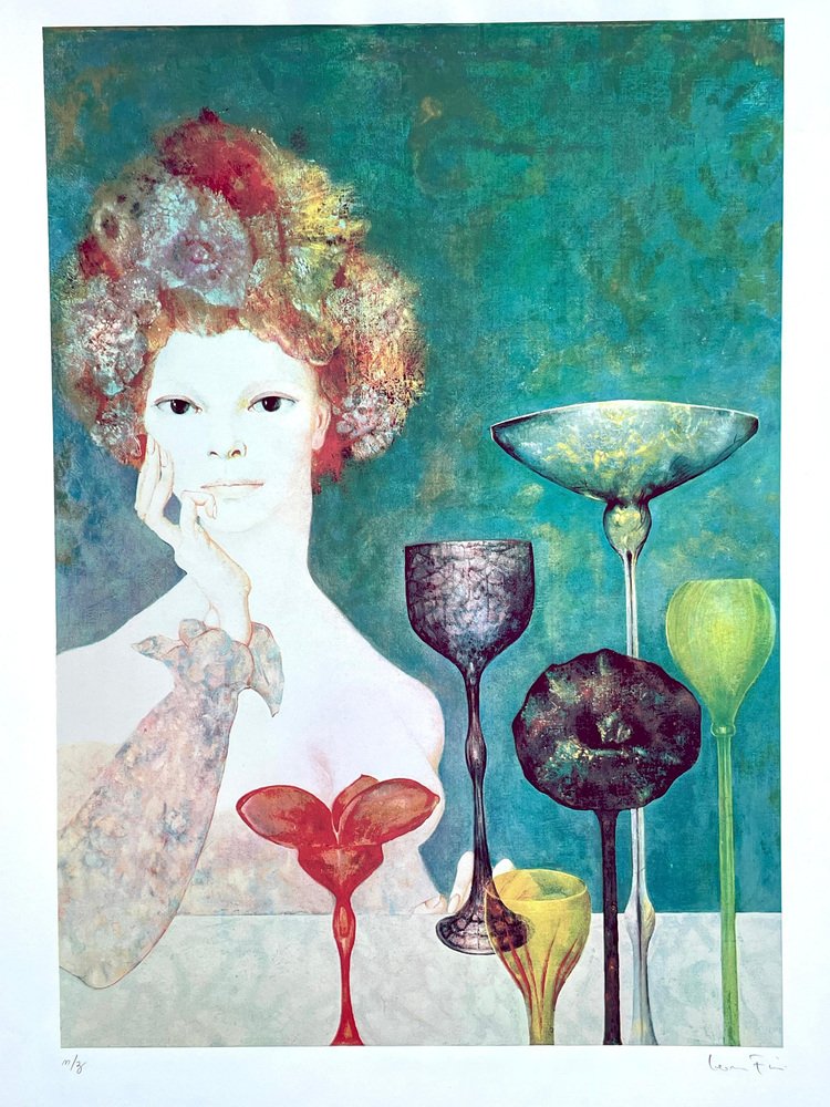 Leonor Fini, Composizione figurativa, anni '70, Serigrafia originale su ...