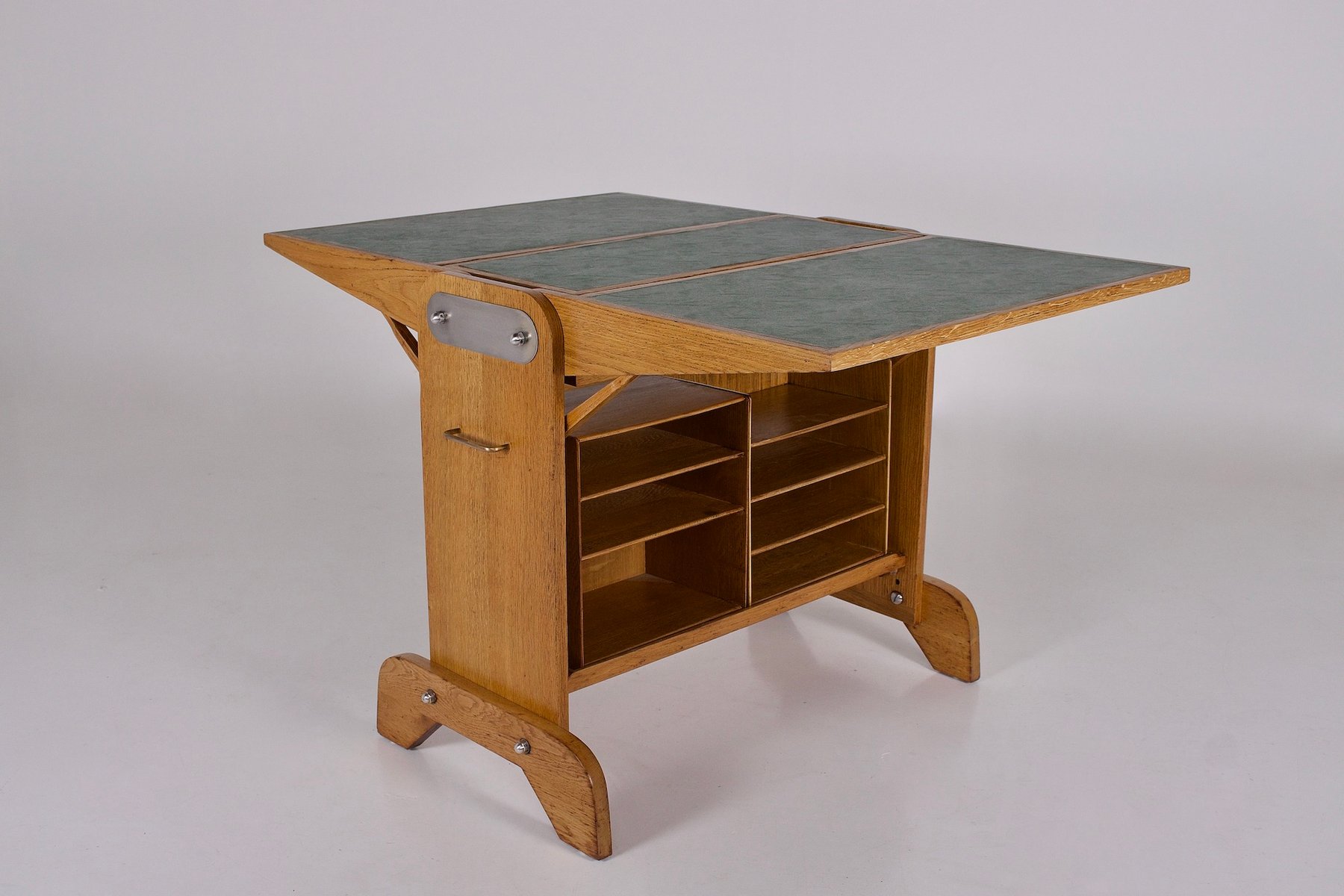 Retractable Oak Desk from Raclem, 1950s for sale at Pamono