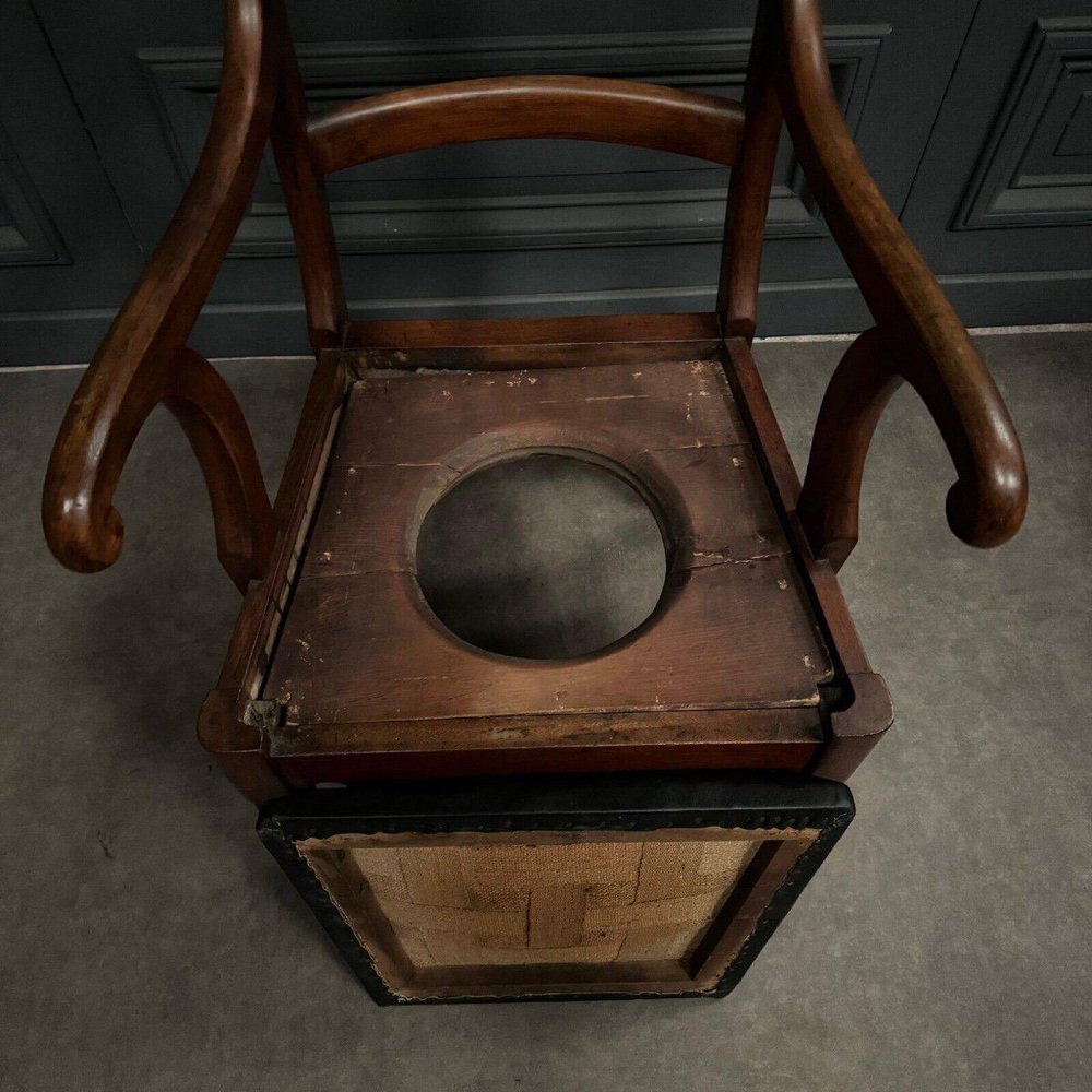 19th Century English Mahogany Commode Chair with Black Seat for sale at ...