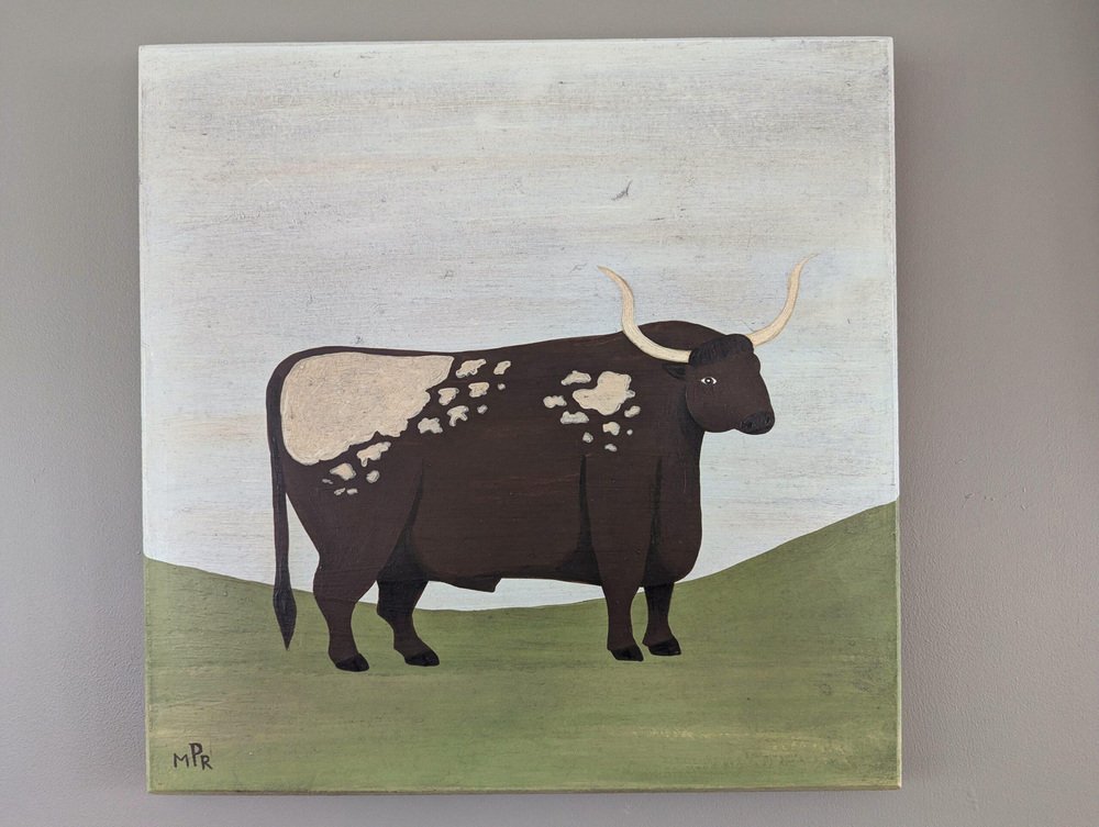 Matt Rix, English Longhorn, Oil on Panel, Framed for sale at Pamono