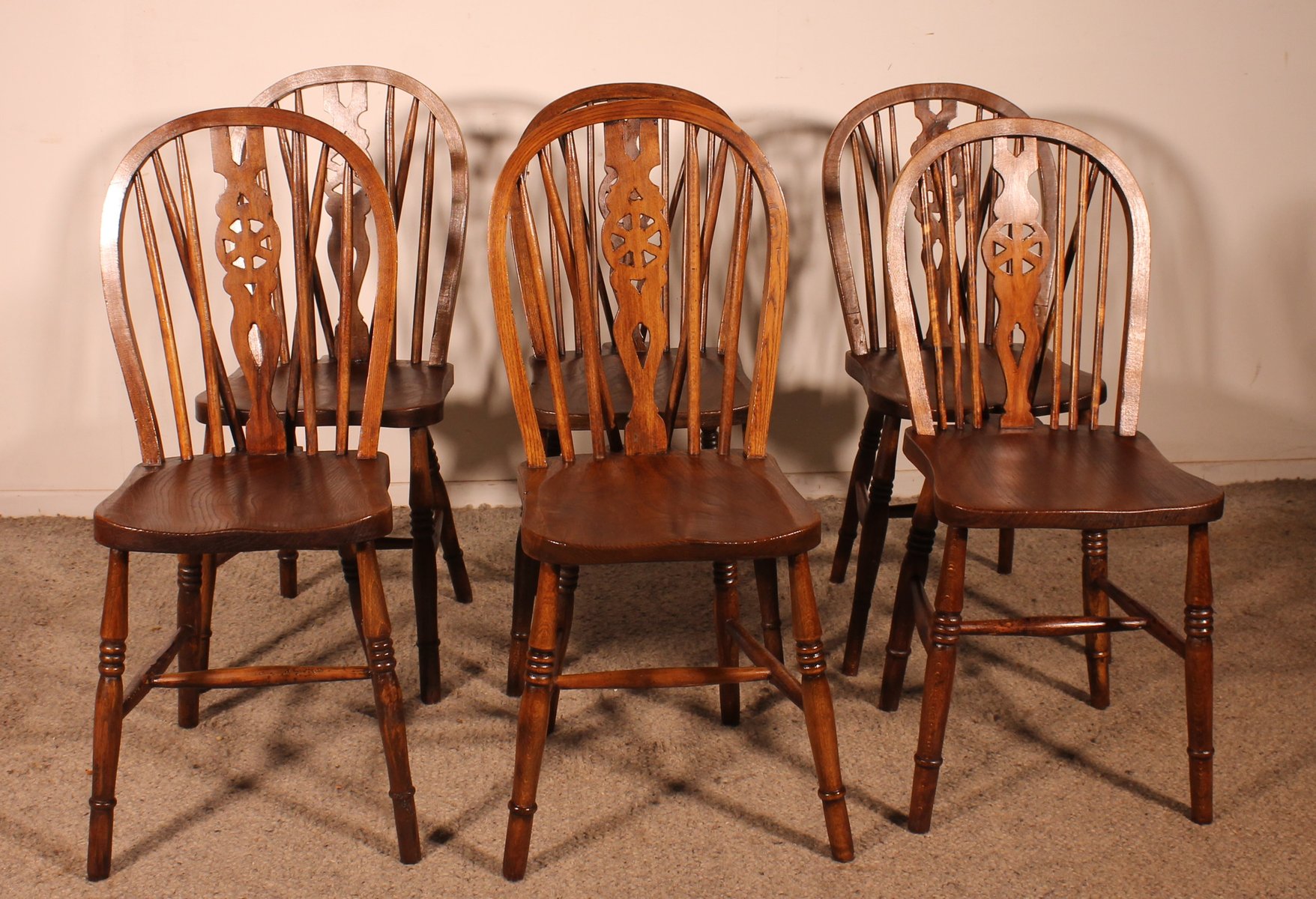 Windsor Wheelback Chairs, 19th Century, Set of 6 for sale at Pamono
