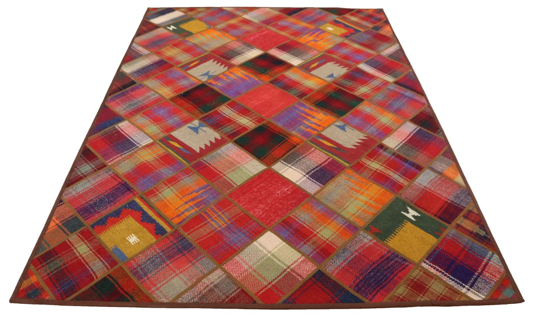 Hand-Knotted Middle Eastern Patchwork Rug Made from Old Handwoven ...