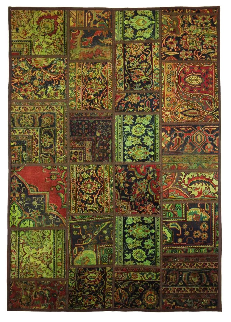 Hand-Knotted Middle Eastern Patchwork Rug with Geometric Shapes for ...