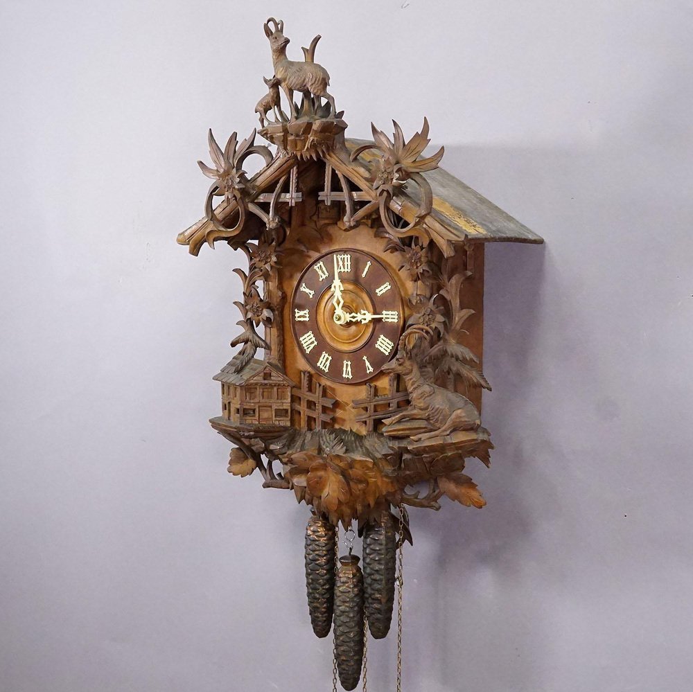 Hand-Carved Cuckoo Clock, Black Forest, 1900s for sale at Pamono