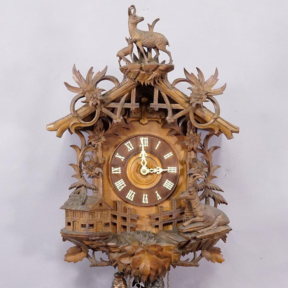 Hand-Carved Cuckoo Clock, Black Forest, 1900s for sale at Pamono