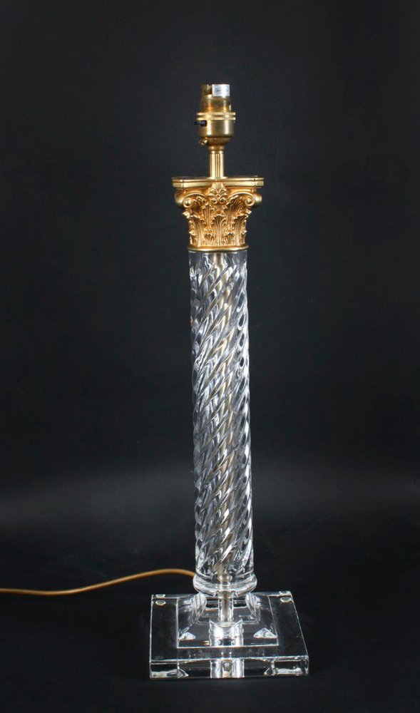 Mid 20th Century Vintage Corinthian Column Glass and Gilt Bronze Table ...