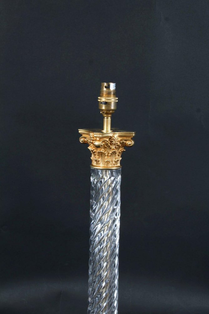 Mid 20th Century Vintage Corinthian Column Glass and Gilt Bronze Table ...