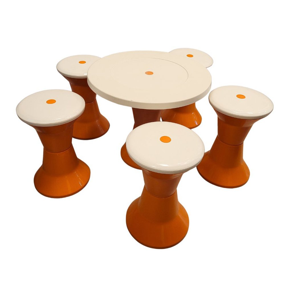 Space Age Tam Tam / Diabolo Game Table and Stools attributed to Henry ...