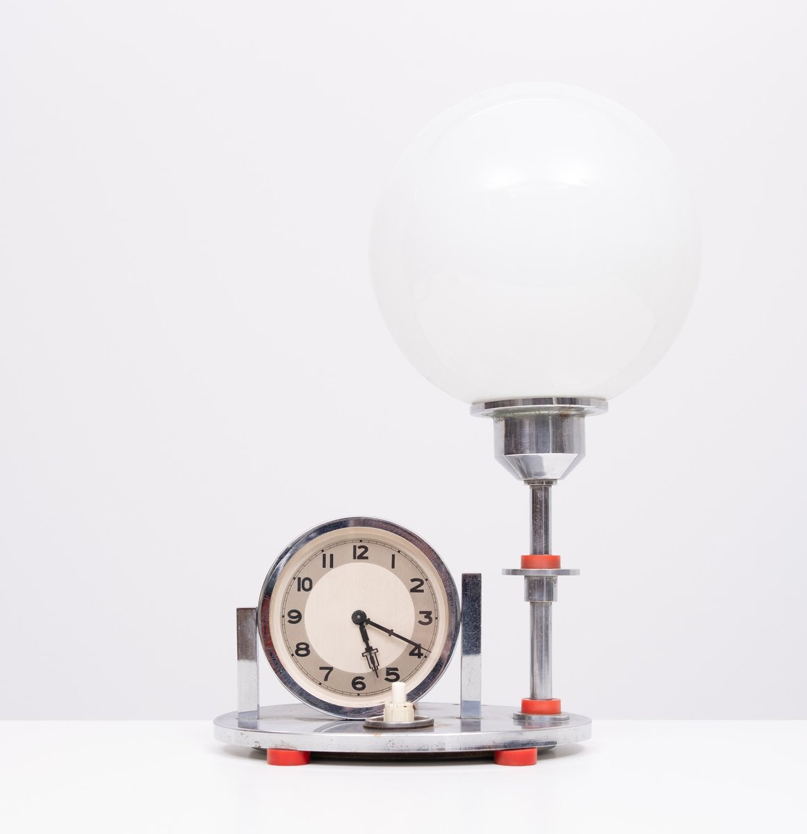 Art Deco Table Clock and Lamp, 1930s for sale at Pamono