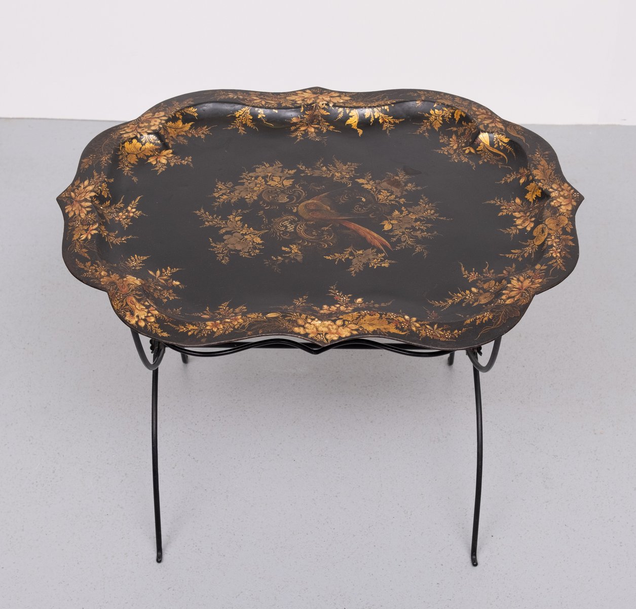 Antique Hand Painted Curved Dutch Tray Table, 1880 for sale at Pamono