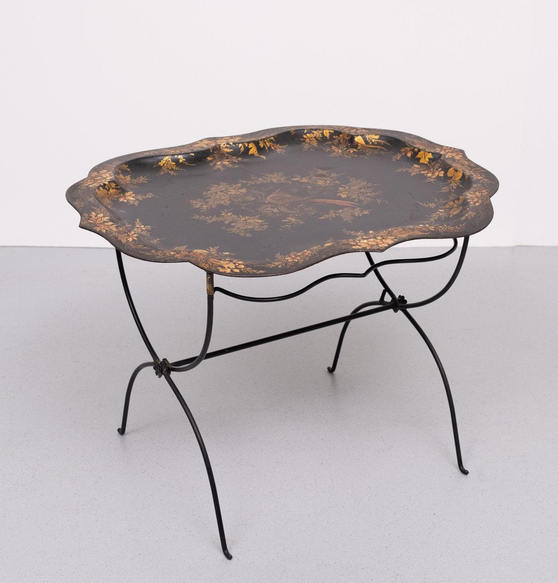 Antique Hand Painted Curved Dutch Tray Table, 1880 for sale at Pamono