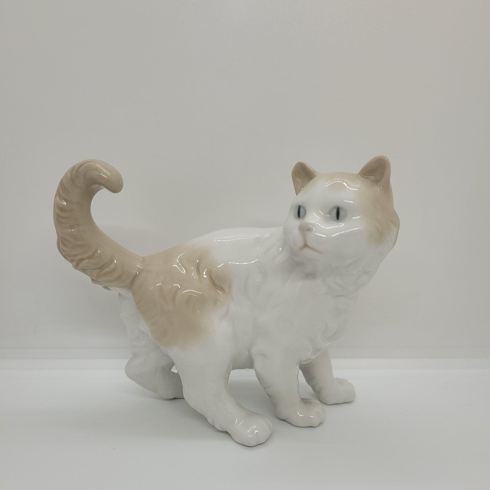 19th Century Enameled Porcelain Cat Figure by Nao for Lladró, Spain for ...