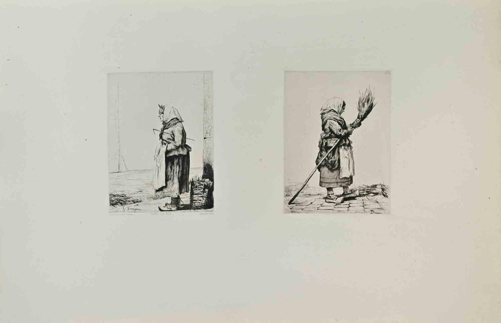 Alfred Cadart, Dans la Rue, Etching, 1870s for sale at Pamono