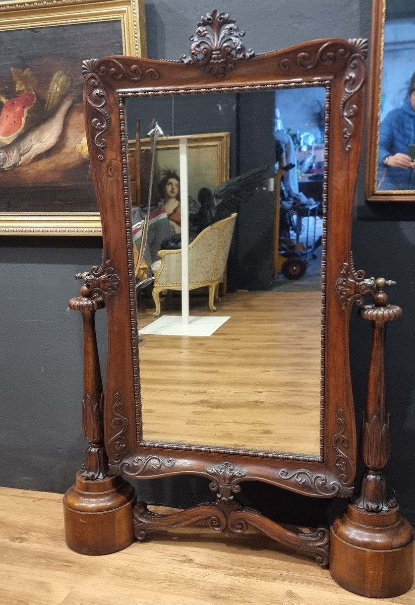 Psyche Mirror in Walnut with Original Mirror, 1850s for sale at Pamono