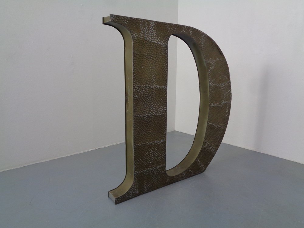 Large Industrial Letter D in Aluminum, 1960s for sale at Pamono