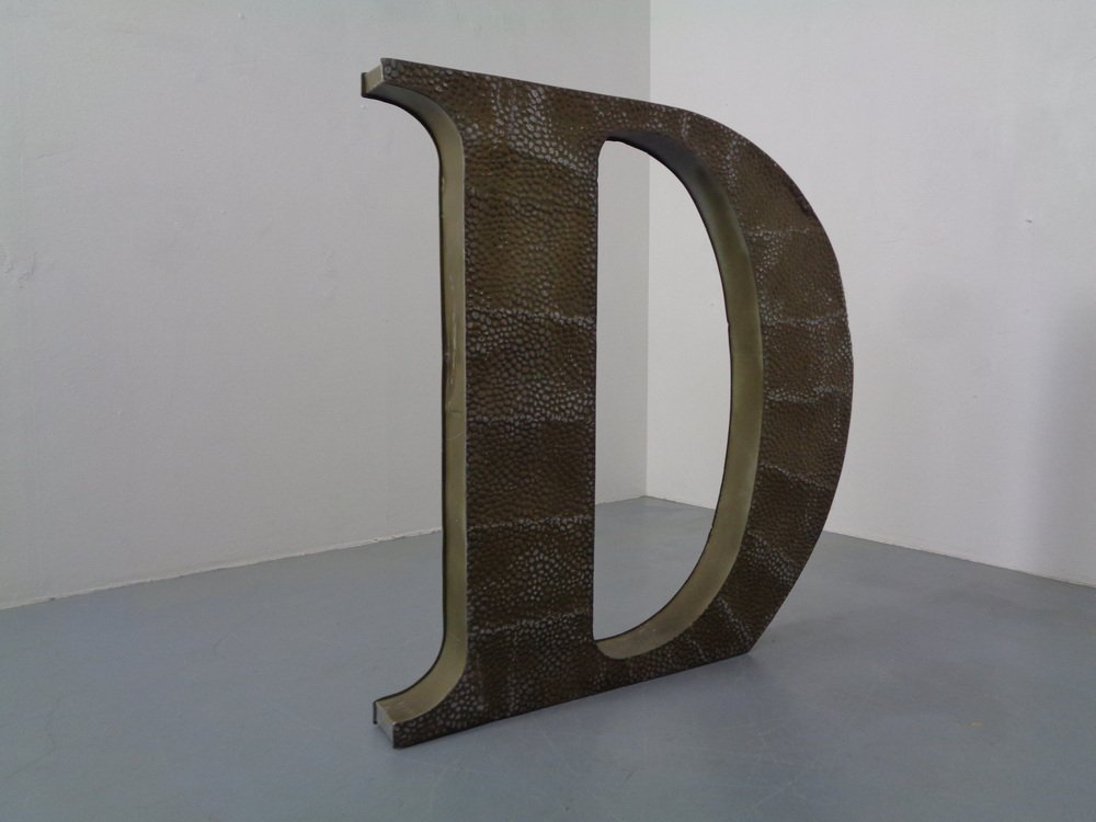 Large Industrial Letter D in Aluminum, 1960s for sale at Pamono