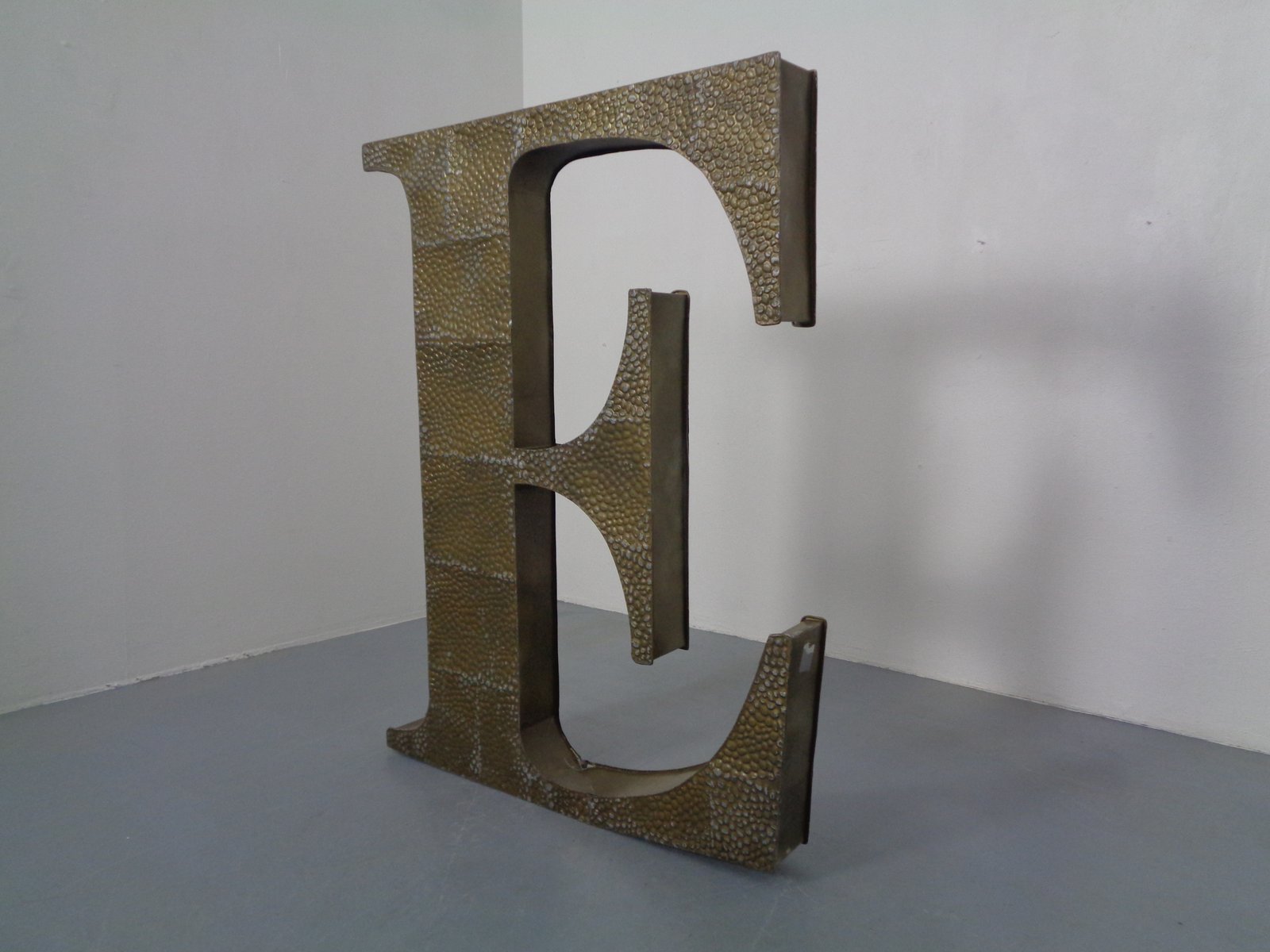 Large Industrial Letter E in Aluminum, 1960s for sale at Pamono