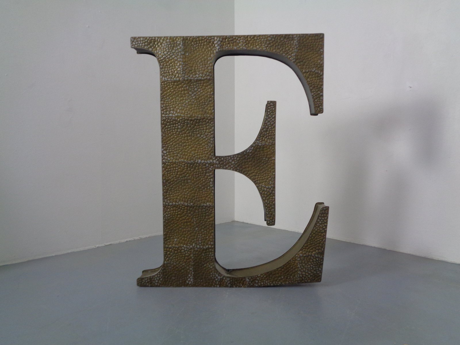 Large Industrial Letter E in Aluminum, 1960s for sale at Pamono