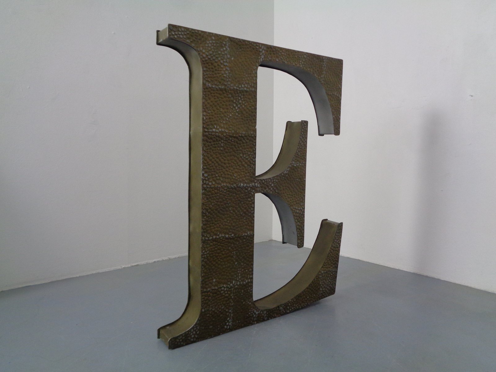 Large Industrial Letter E in Aluminum, 1960s for sale at Pamono