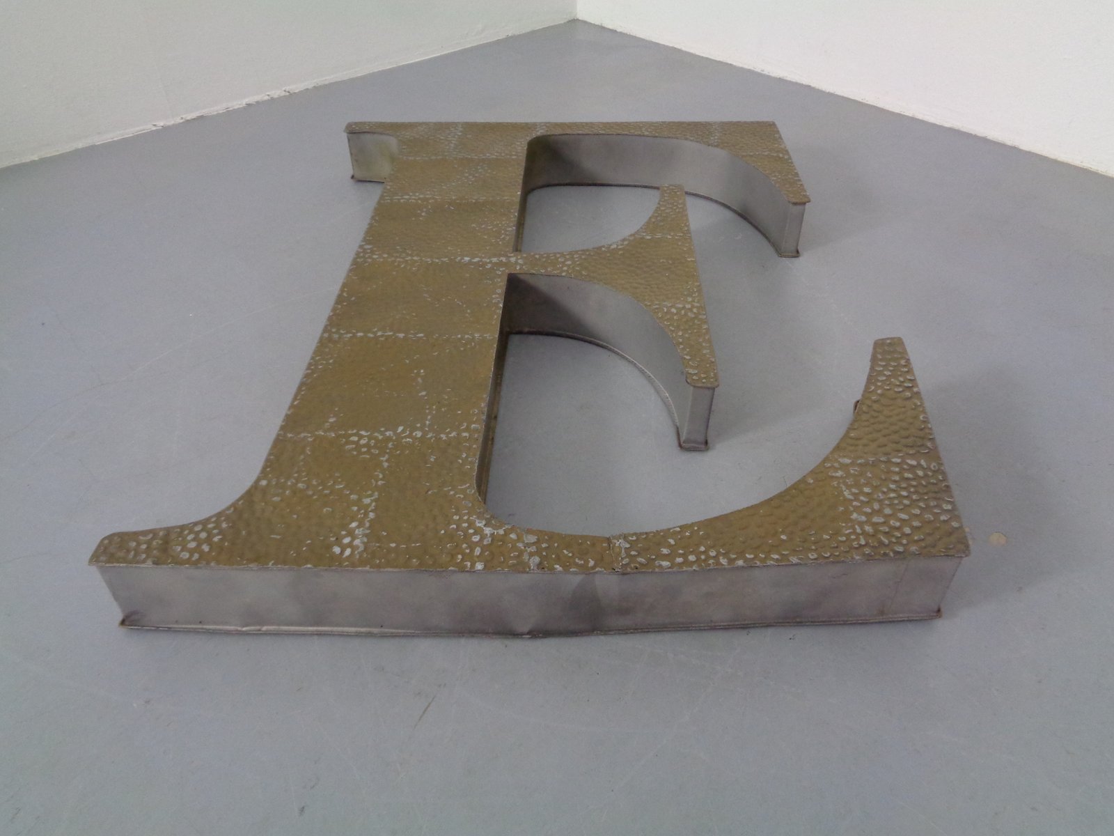 Large Industrial Letter E in Aluminum, 1960s for sale at Pamono