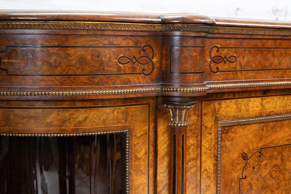 Antique Victorian Sideboard in Walnut Burl with Ebony Inlay, England ...