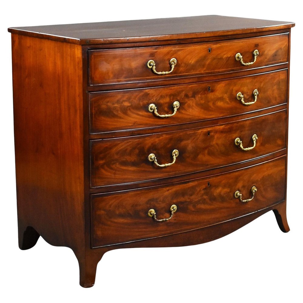 Regency Flame Mahogany Bow Front Gentlemens Chest, 1810 for sale at Pamono