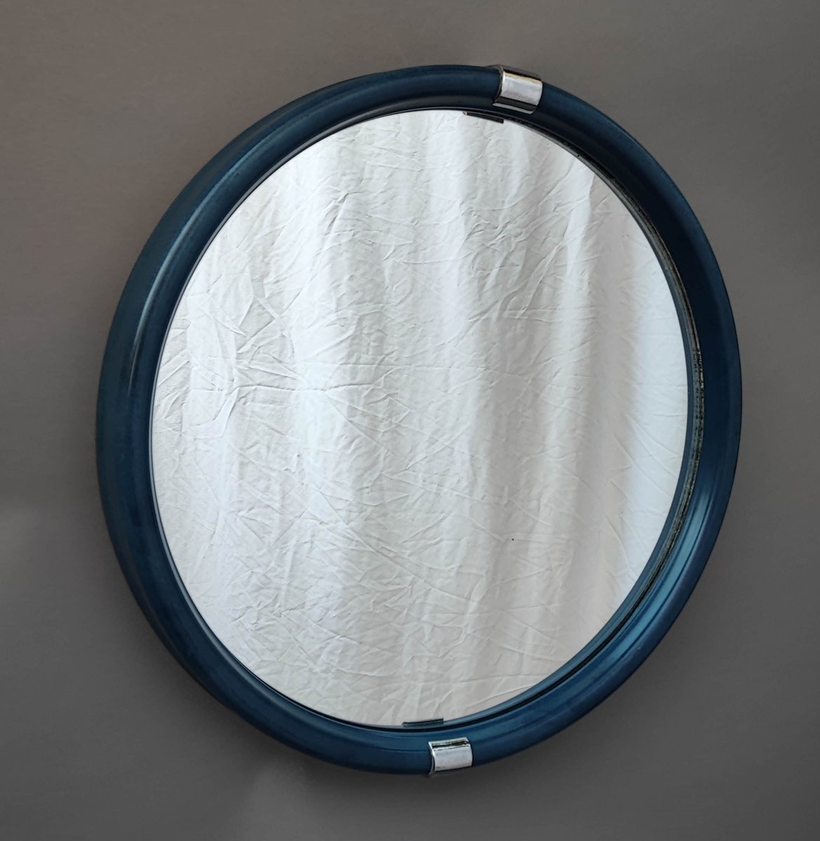 Round Blue Mirror, 1970s for sale at Pamono