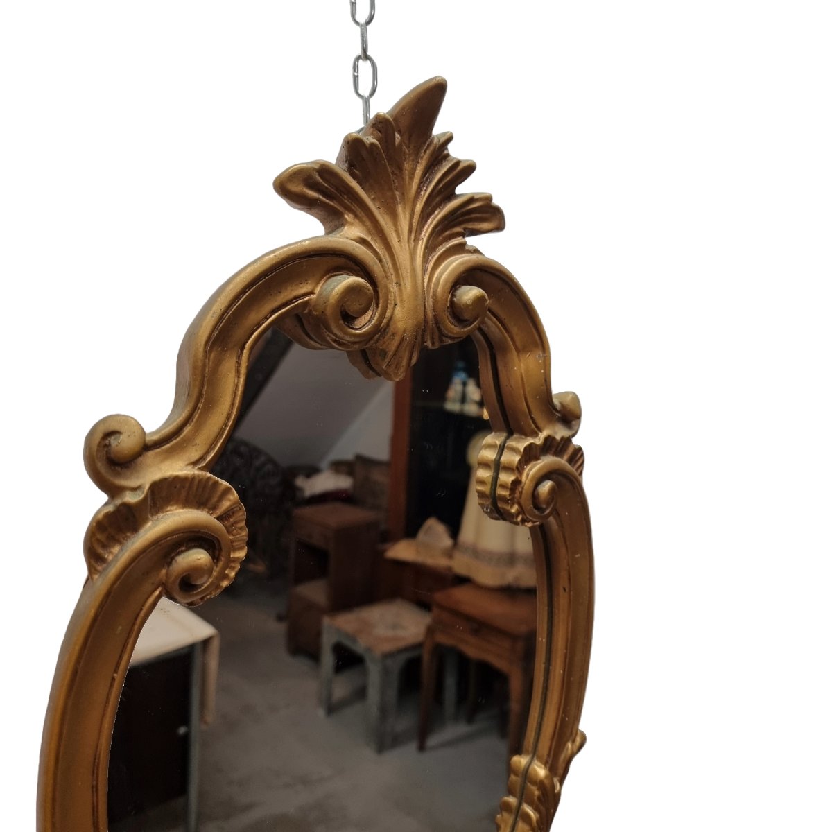 Vintage Rococo Style Crested Mirror, 1960s for sale at Pamono