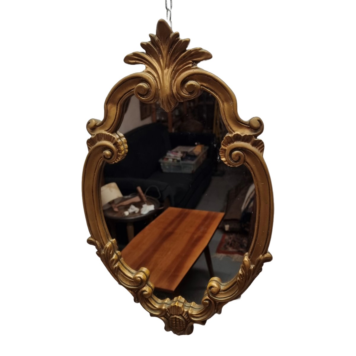 Vintage Rococo Style Crested Mirror, 1960s for sale at Pamono